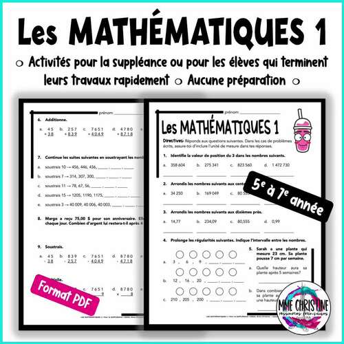 Les mathématiques I Pour la suppléance I French Math I BUNDLE 1 | TPT