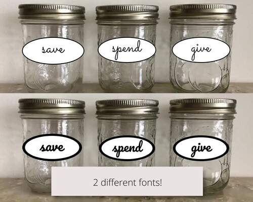 Give Save Spend Jar Stickers Printable PDF by Mom Money Map | TPT