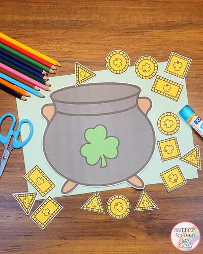 St Patricks Day Math Craft Kindergarten | Math Centers Activity | Pot ...