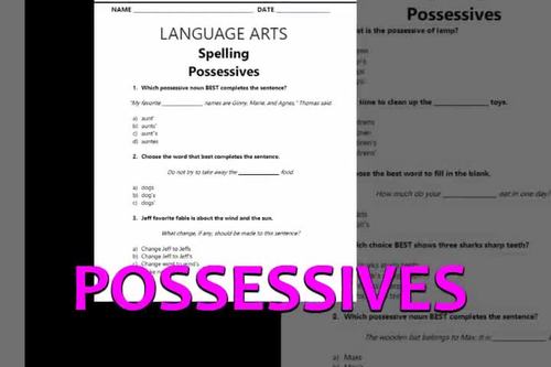 Possessives | Sight Words Worksheets | Spelling Practice | ELA Test Prep