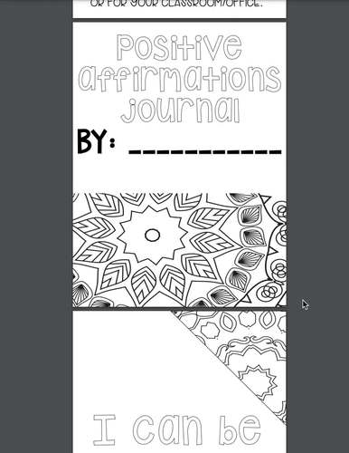Positive Affirmations: Coloring Journal and Affirmation Cards | TPT
