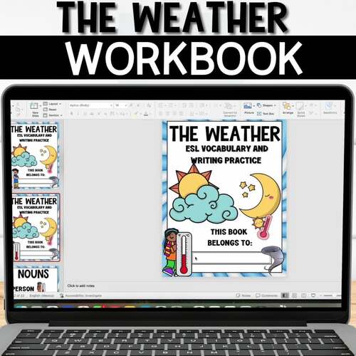 ESL Weather Vocabulary & Sentence Building–Writing, Adjectives Anchor ...
