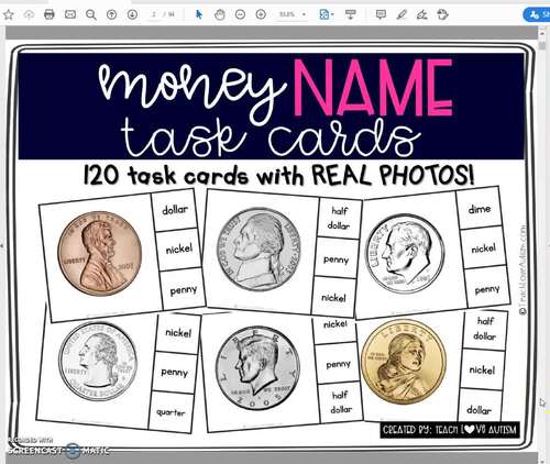 Coin Name Task Cards by Teach Love Autism | TPT