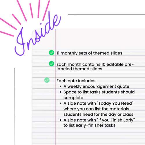 Daily Schedule Template Editable - Daily Agenda Slides Middle School ...