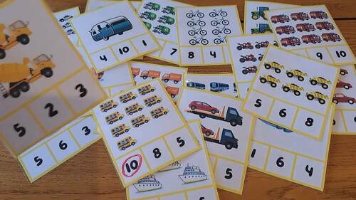 Transport Math Task Cards, Counting 1-10, Count And Clip Cards | TPT
