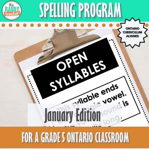 Grade 5 January Spelling Program | Ontario Language Curriculum 2023