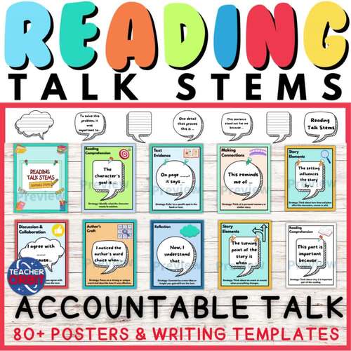 Reading Accountable Talk Stems Starters Bulletin Board Posters ...