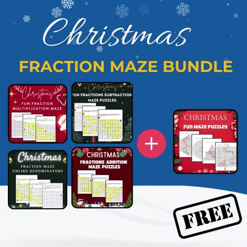 Christmas Mazes: Fraction Fun fraction practice plus Bonus Gift ...