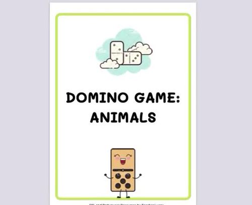 Animals: Domino Game by ESL and Portuguese resources by Teacher Lucas