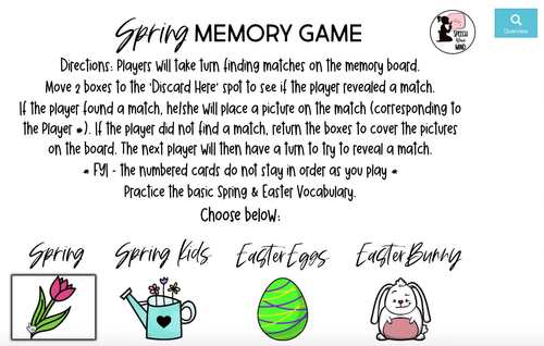 Spring Boom Cards™ Matching Game | Spring Memory Boom Cards™ | TPT