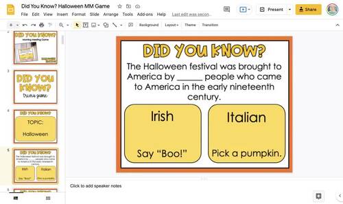 Halloween Trivia Game Morning Meeting Activity by Miss V in 3 | TPT