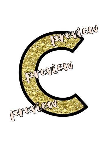 Gold Glitter Bulletin Board Alphabet Letters and Numbers by Anh Huynh