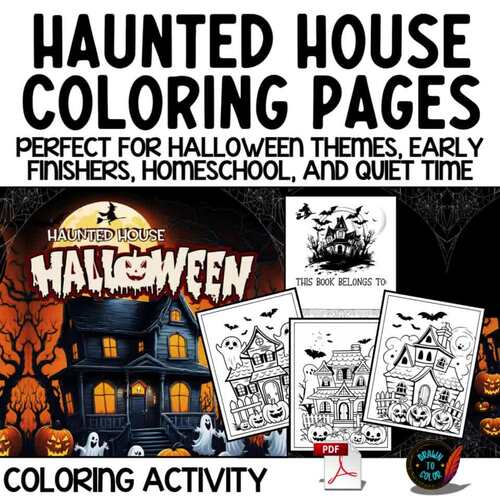 Halloween Haunted House Coloring Pages | 25 Print & Go Activities for ...