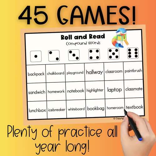 Year Long Seasonal Roll & Reads Multisyllabic Words Sentences 45 ...