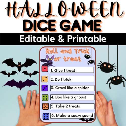 EDITABLE Halloween Dice Game - Trick or Treat Game - Halloween Game - Fall