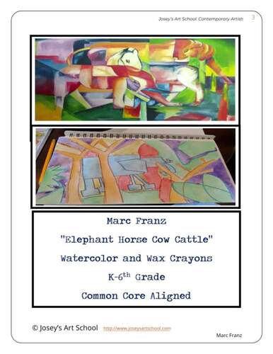 Marc Franz German Art lesson Cubist Elephant Theme Writing Activity ...