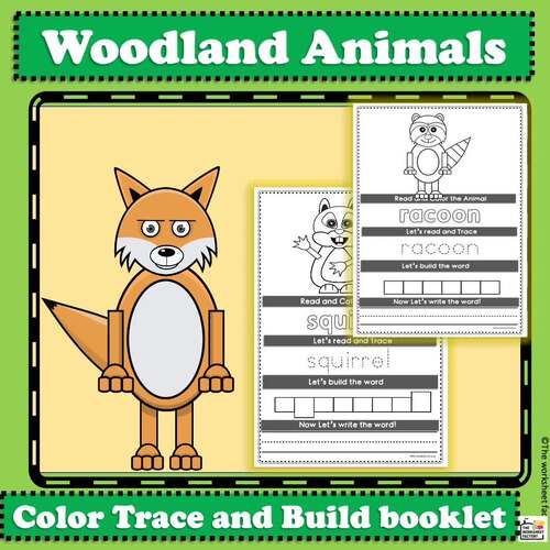 Forest Animal Color, Trace, Build and Write Workbook from Pre- KG to ...