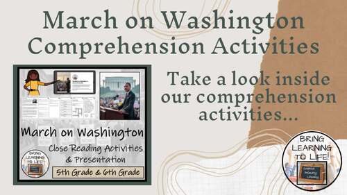 March on Washington Close Reading Comprehension Activities | 5th & 6th ...