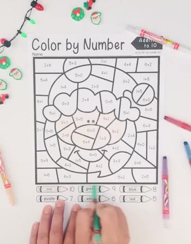 Color By Number Christmas Sheets | Addition and Subtraction 1-10