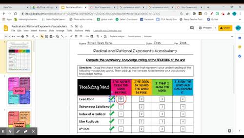 Radicals and Rational Exponents Vocabulary | Digital Activity for Algebra