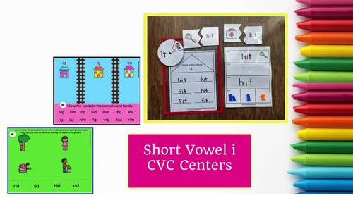 Kindergarten CVC Short Vowel I Centers by Joy's Classroom Studio