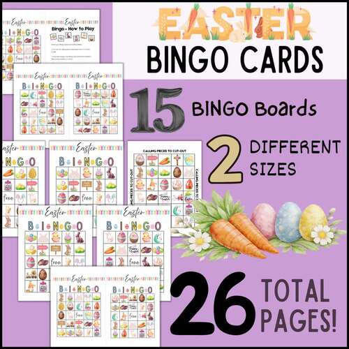 Easter Bingo Game for Kids – 15 Cards + Calling Sheet – Classroom Party ...