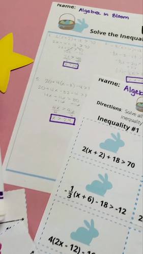 Spring Easter Math Mix & Match // Solving Algebraic Multi Step Inequalities
