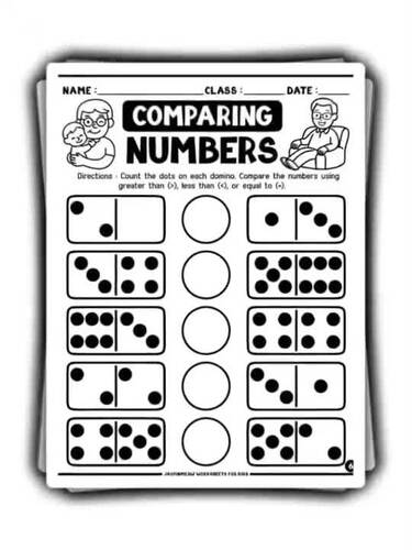 COMPARING NUMBERS WITH DOTS ON DOMINOES | GREATER, LESS, EQUALE ...