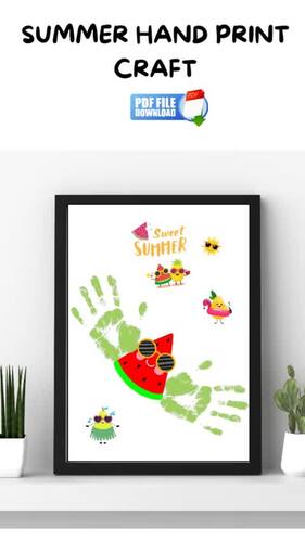 Sweet Summer Watermelon Handprint Craft, Keepsake Printable Activity ...