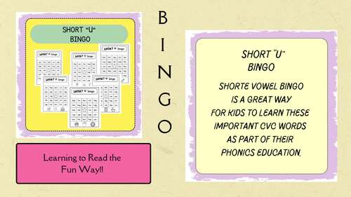 CVC words Short Vowel Bingo Game for Early Reading Comprehension ...