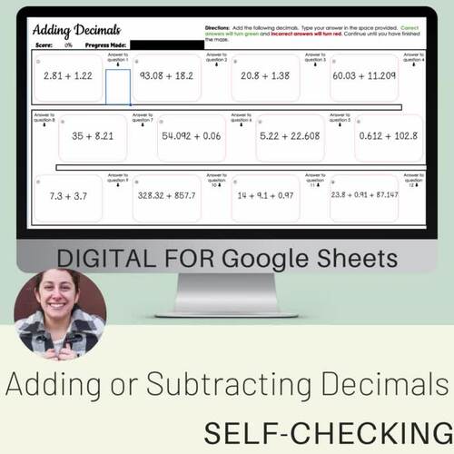 Adding Decimals and Subtracting Decimals: Self-Checking Digital Maze