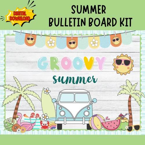 Summer Countdown Bulletin Board Classroom Door Decorations groovy door ...