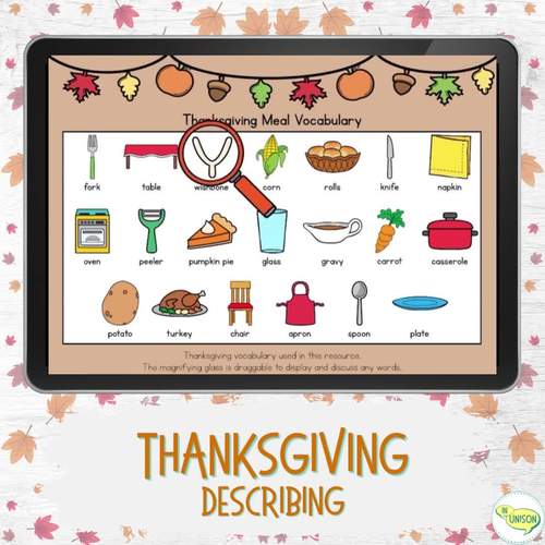 Thanksgiving Meal Vocabulary and Describing Boom Cards™ | TPT