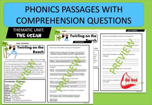 Second Grade Phonics, Ocean Theme by GHLOBE Education | TPT