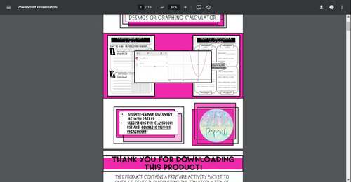 Algebra 1 Function Transformation Parent Functions Hands On Discovery ...