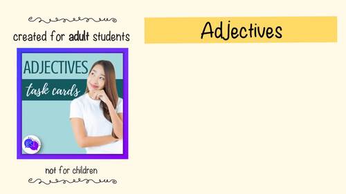Adjectives Task Cards for Adult ESL Grammar by Rike Neville | TPT