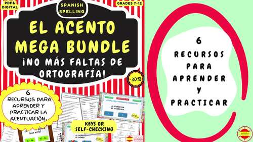 Spanish spelling Mega Bundle 4 Accent Todo sobre la acentuación | TPT