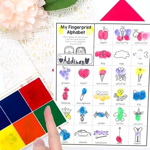 Fingerprint Alphabet Initial Sound Activity Page & Book by Turner Tots
