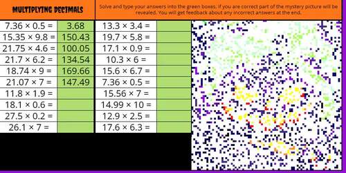 Multiplying Decimals Halloween Math Pixel Art Digital Activity | TPT
