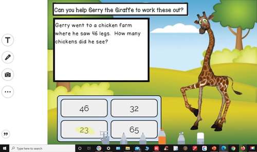 Number Problems for lower primary - Gerry the Giraffe SEESAW preloaded ...