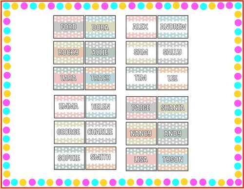 Printable Polka Dots Student Name Labels, Editable Classroom Labels ...