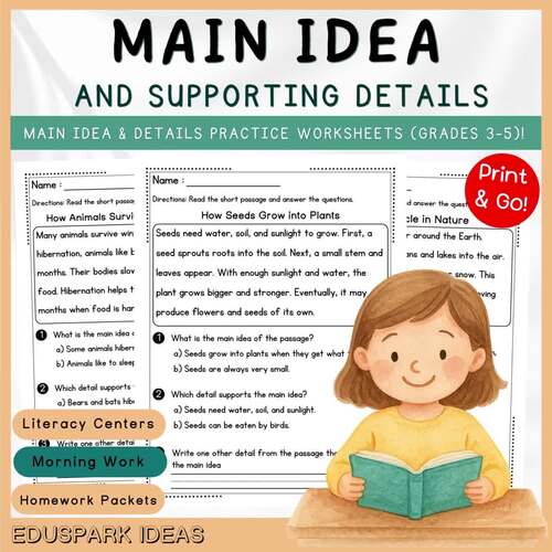 Main Idea & Supporting Details Reading Comprehension Passages and Questions