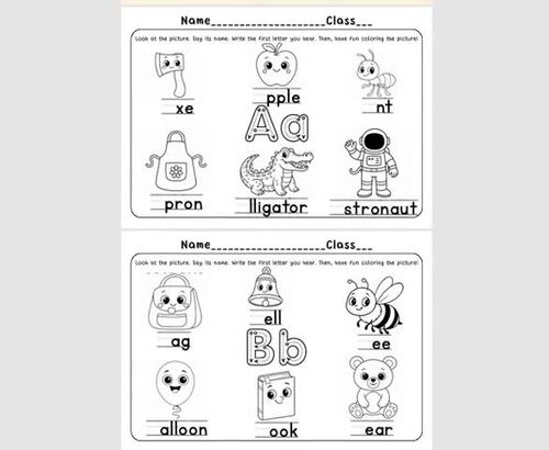 A–Z Beginning Sounds Phonics Worksheets | Letter Recognition & Coloring ...