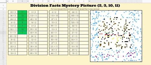 Digital Mystery Picture for Division Facts 2, 3, 10 & 11 | Digital Math ...