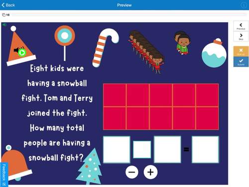 Christmas Word Problems Addition and Subtraction Ten Facts Boom Cards