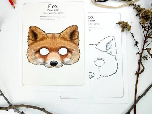 Fox | Paper Mask | Printable Craft | Foxes by Simply Schoolgirl | TPT