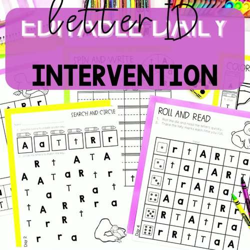 Letter Identification Intervention Editable and Programmable Worksheets