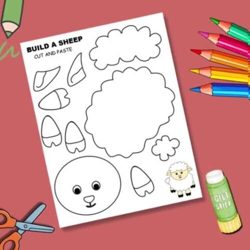 [PreK-1] Build a Sheep Craft | Fine Motor Skills Cut & Paste Activity ...