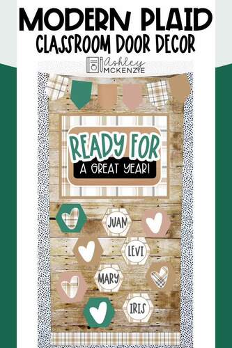 Modern Plaid Classroom Door Decor Kit by Ashley McKenzie | TPT