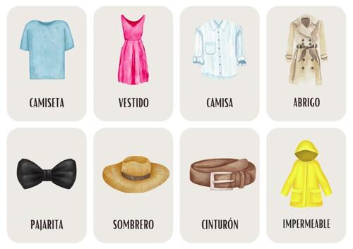 32 English-Spanish Flashcards | Clothes by CendulkaCreations | TPT
